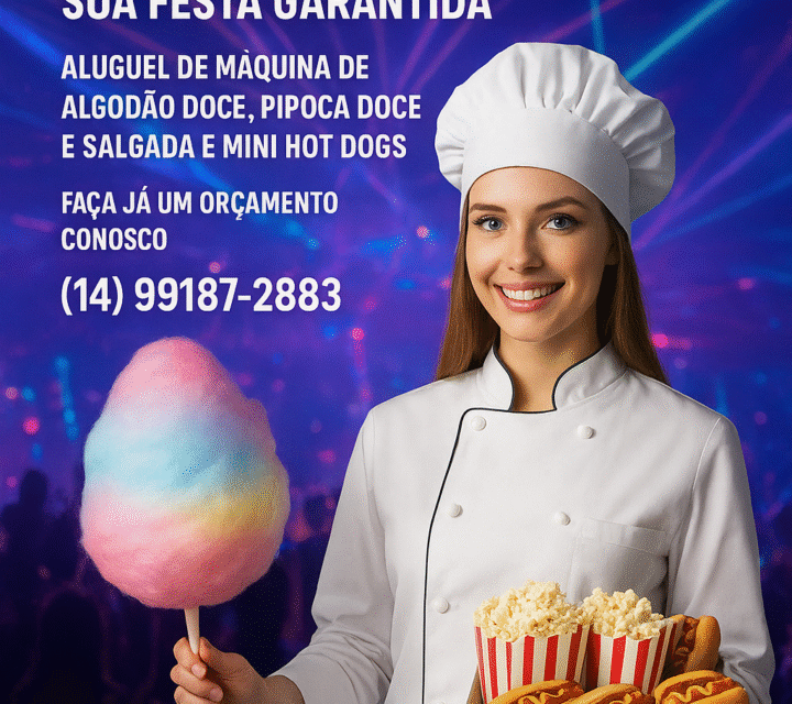 Aluguel de máquina de algodão doce com pipocas e mini Hot Dog - Regallo ...